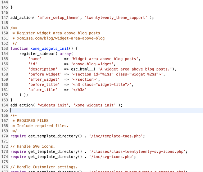 How to add a widget area above your WordPress blog posts