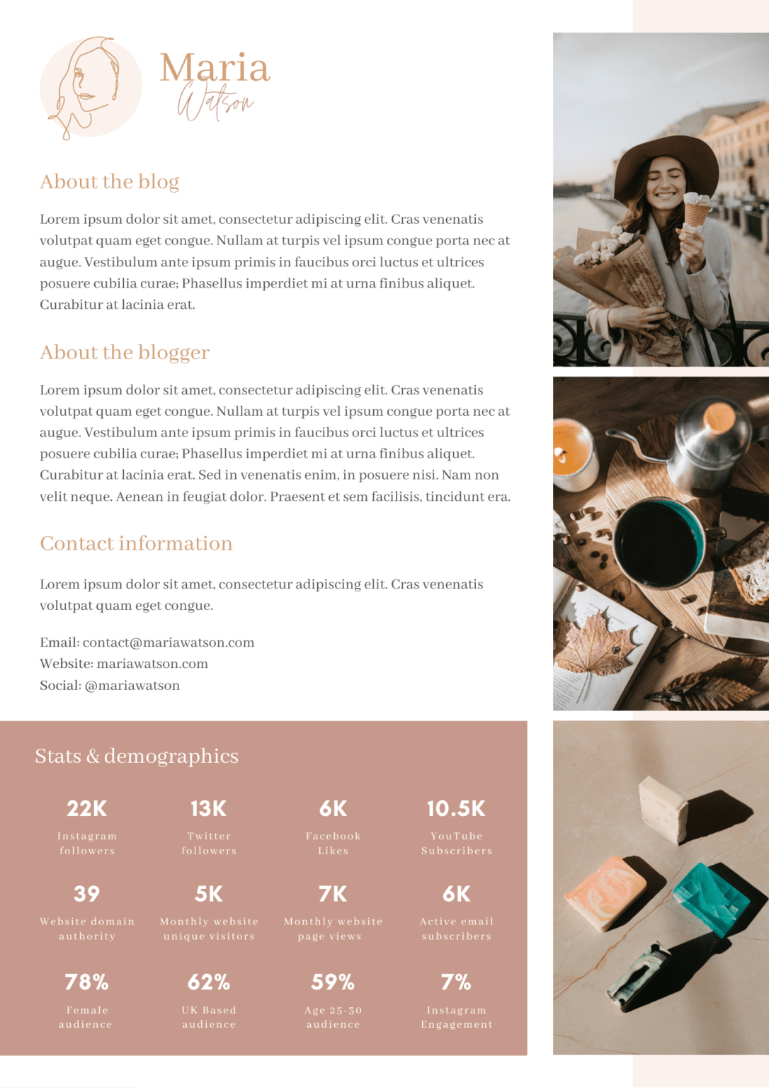 Creating a media kit for your blog and social media (free Canva template)